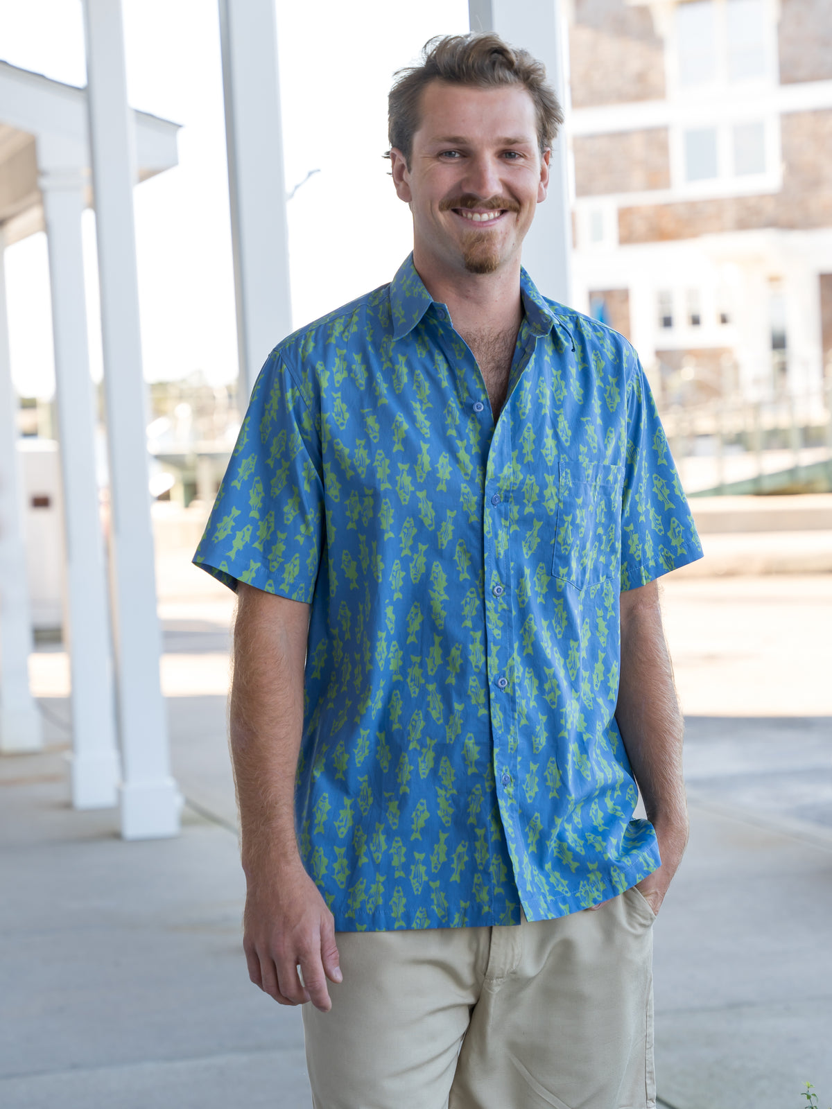 Bali Short-Sleeve Shirt in Striper Greens – Three Islands
