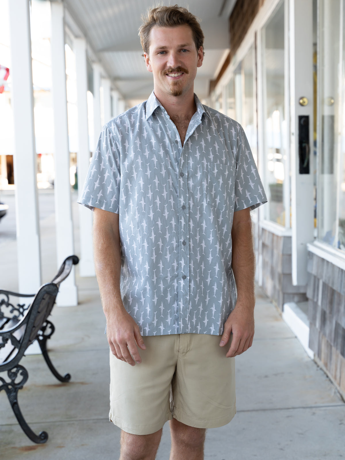 Bali Short-Sleeve Shirt in Man in the Grey Suit – Three Islands
