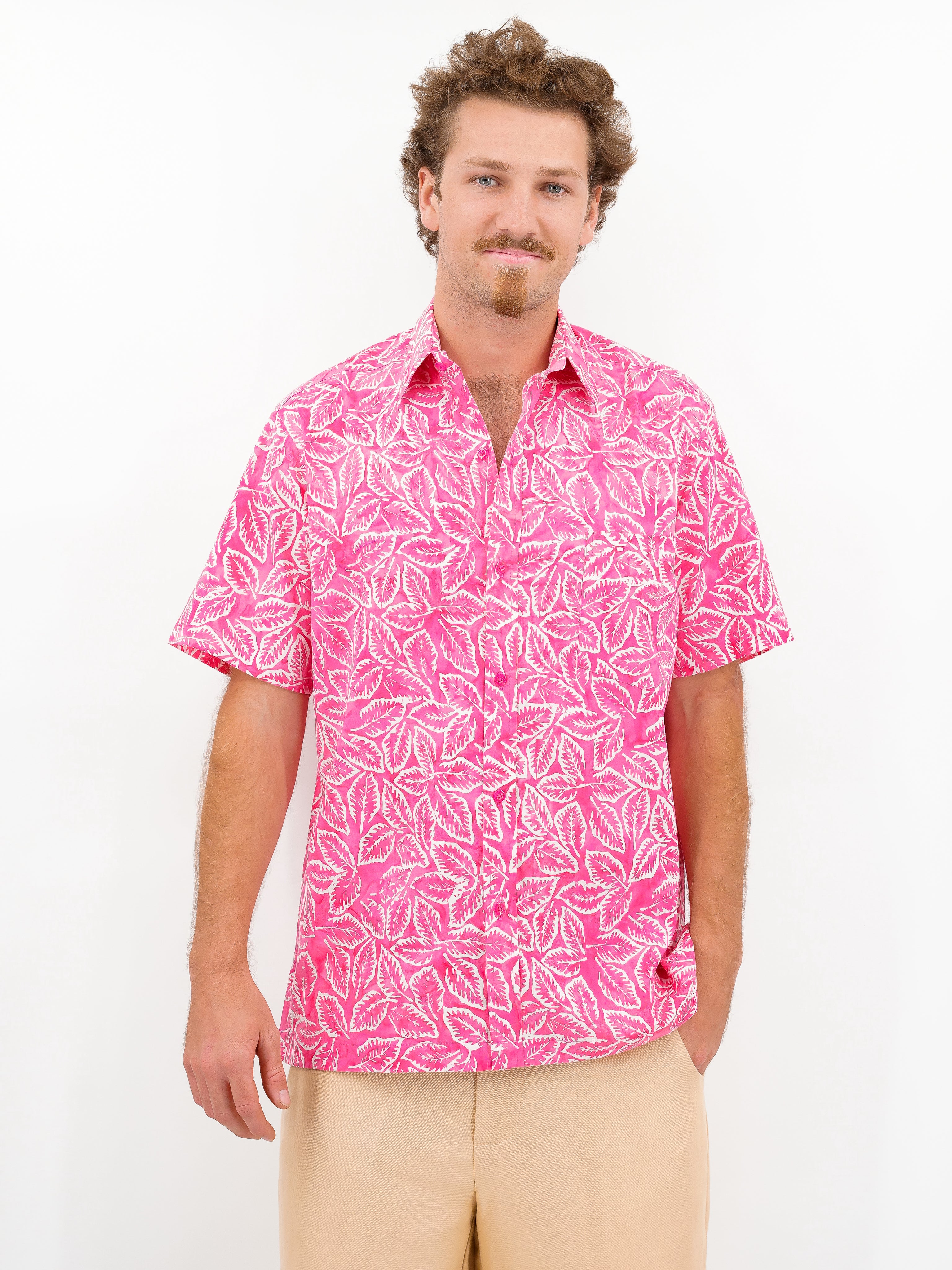 Bali Short-Sleeve Shirt in Palm Beach Pinky – Three Islands